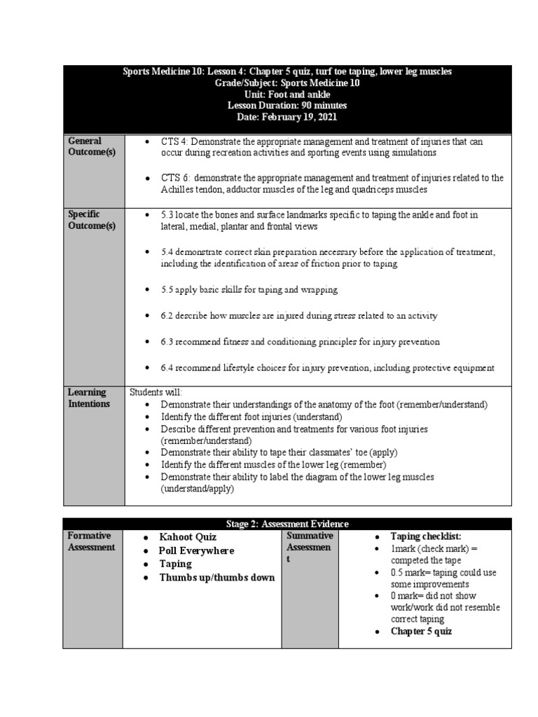 Sports Medicine 10-Lesson 4 - Lower Leg Muscles Turf Toe | PDF
