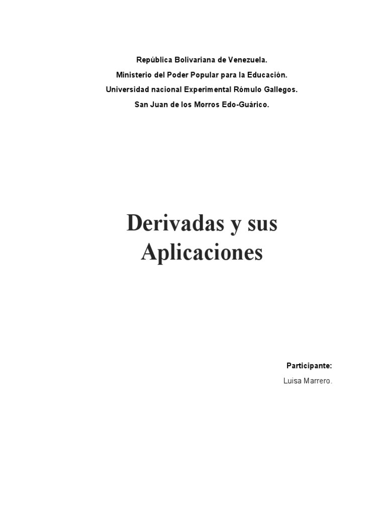Derivada y Sus Aplicaciones | PDF | Derivado | Cálculo
