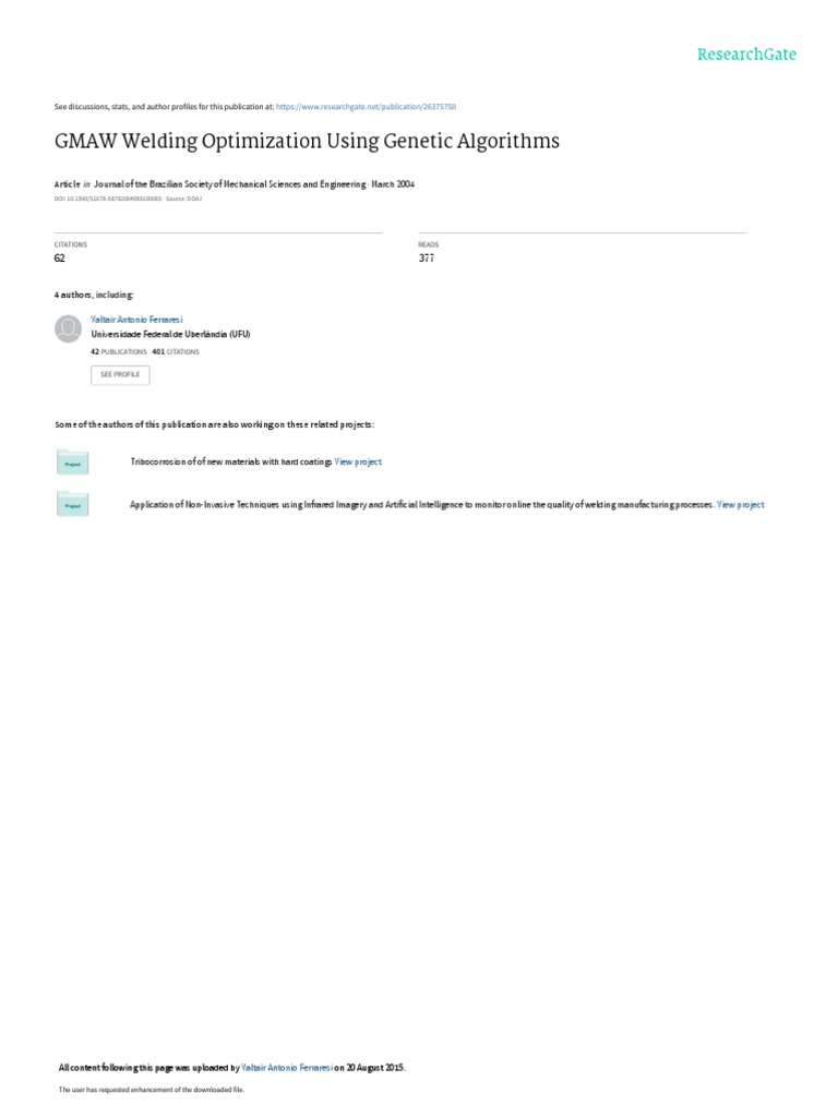 GMAW Welding Optimization Using Genetic Algorithms | PDF | Mathematical Optimization | Welding