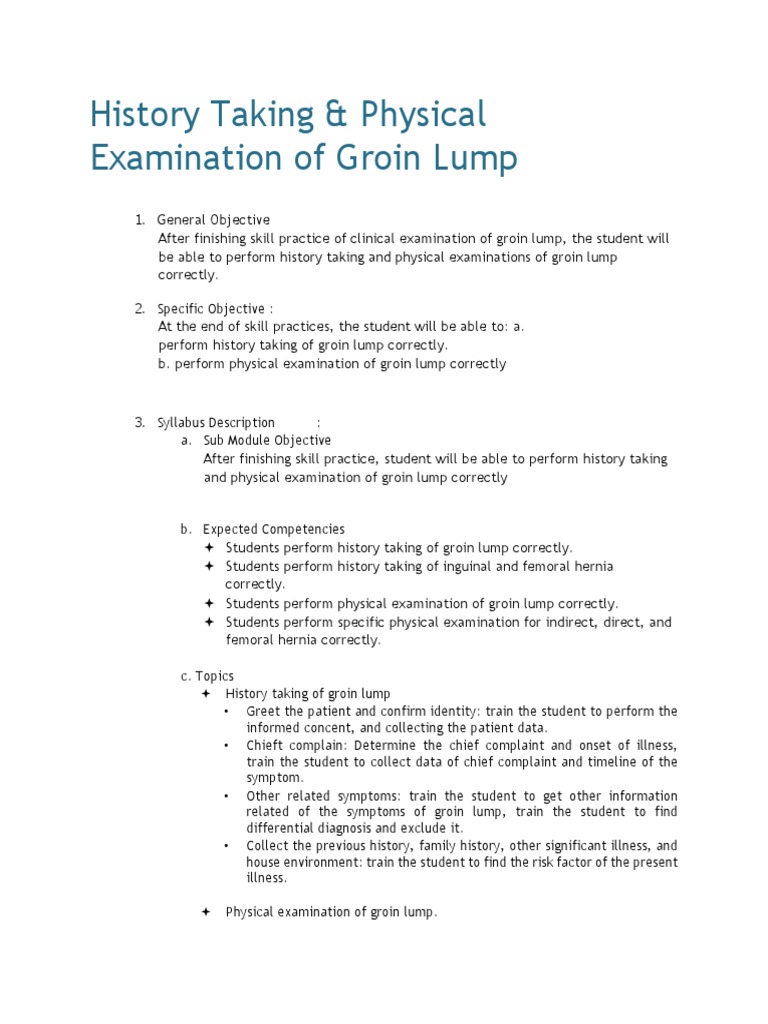 CSL 6 - HT PE Groin Lump | PDF | Physical Examination | Clinical Medicine