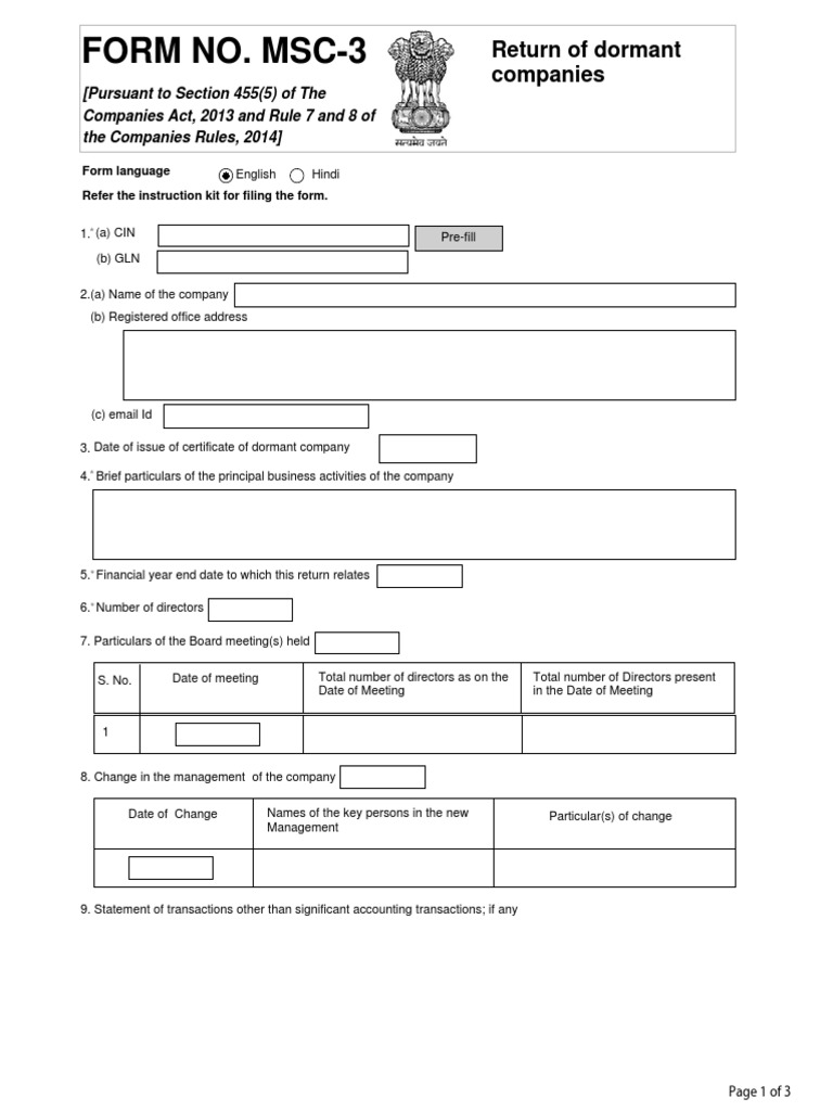 Form MSC-3 | PDF | Board Of Directors | Companies