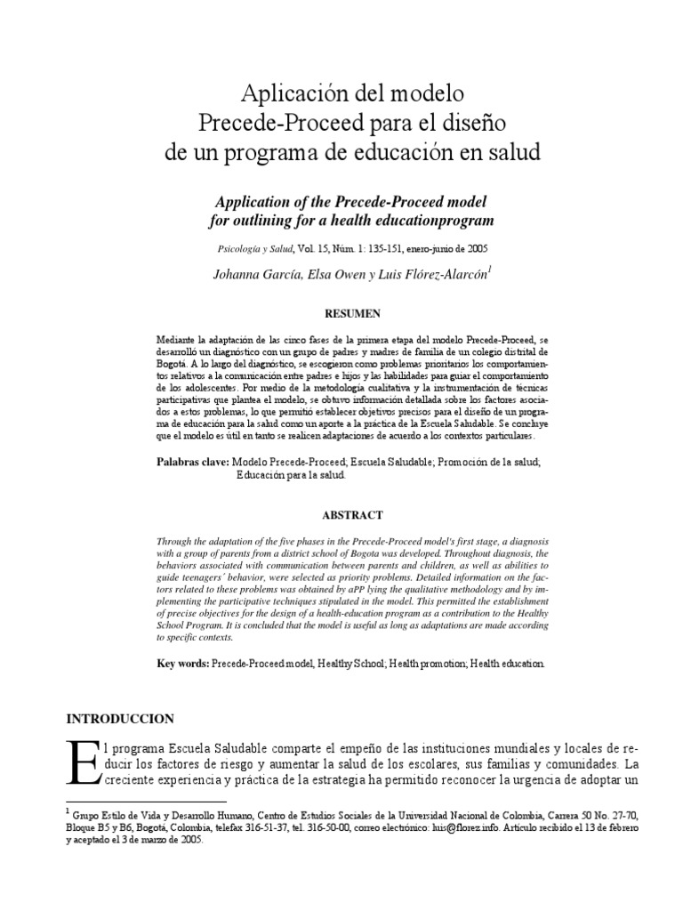 Modelo Precede para Educacion en Salud | PDF | Sicología | Comportamiento
