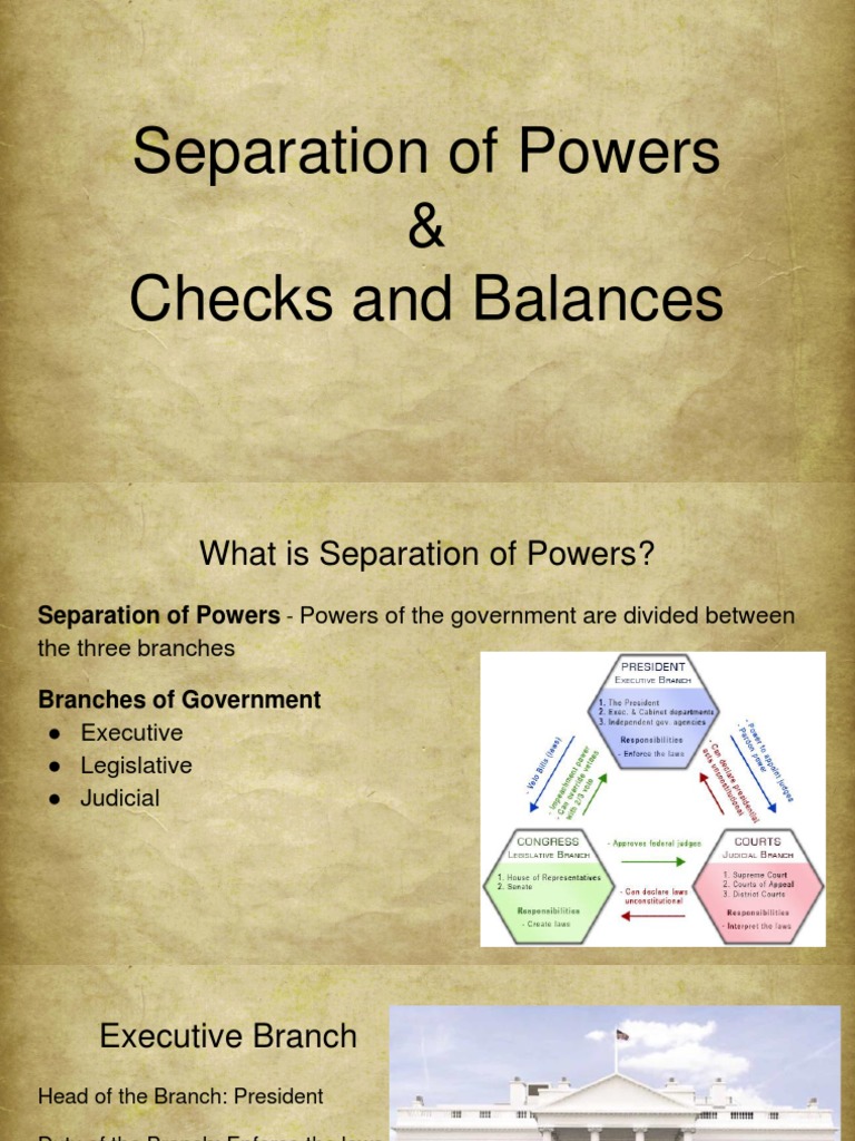 Separation of Powers Checks and Balances Powerpoint | PDF