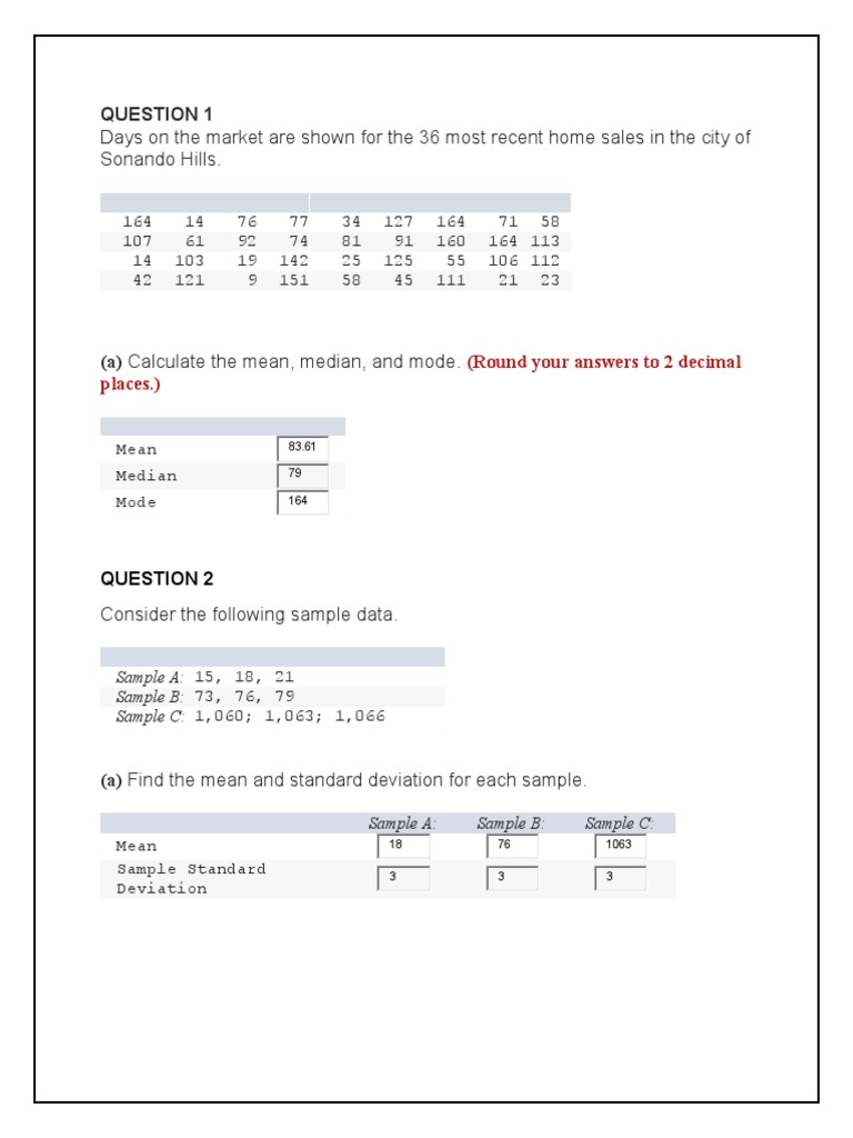 Descriptive Statistics Task 50 Completed | Download Free PDF | Mode ...
