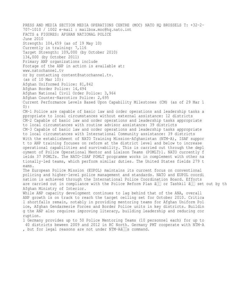 ANP | PDF | Government Of Afghanistan | Law Enforcement