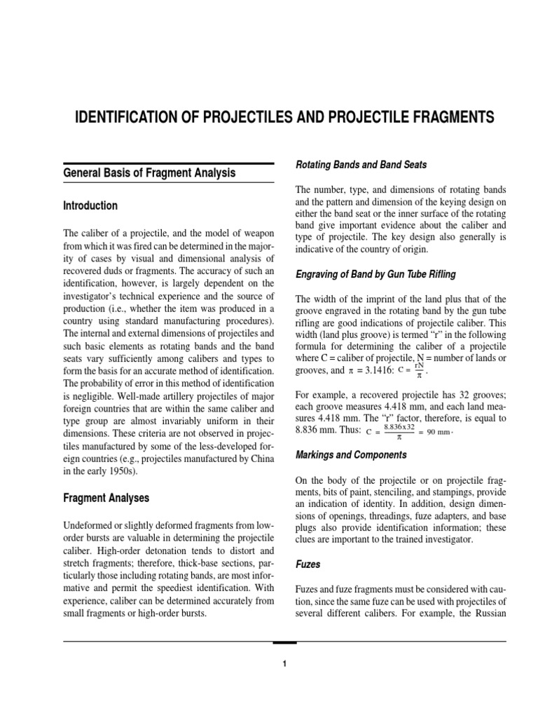 Identification of Projectiles and Projectiles Fragments | PDF | Shell ...