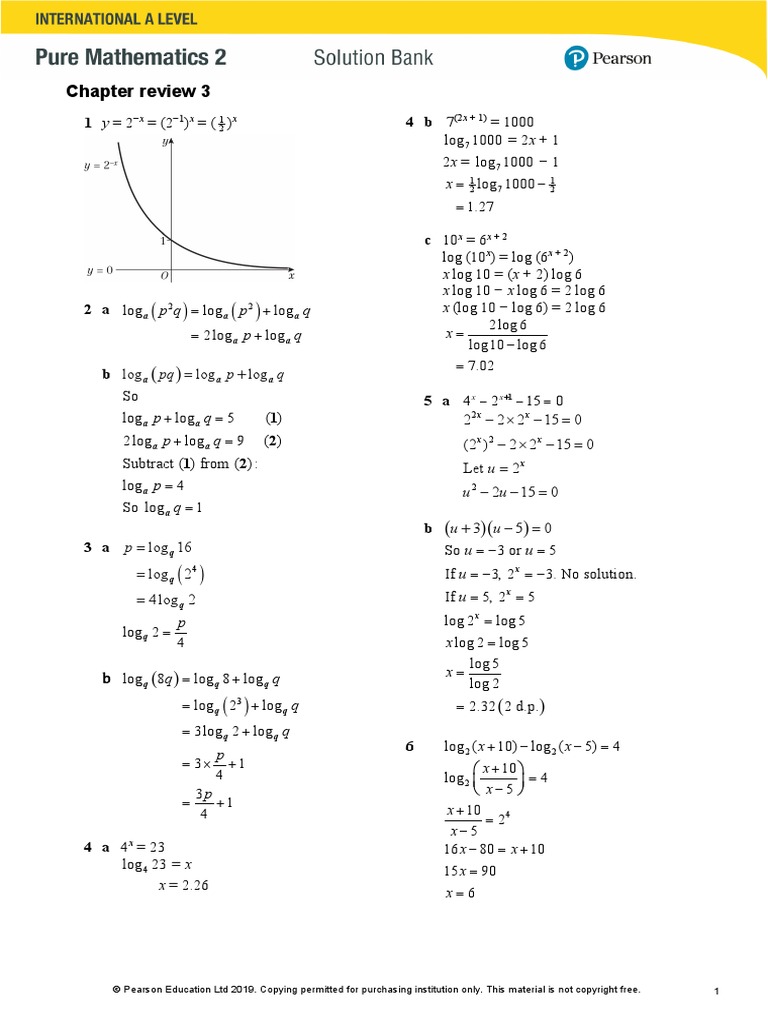 Ial Maths Pure 2 Ex3CR | PDF | Logarithm | Elementary Mathematics
