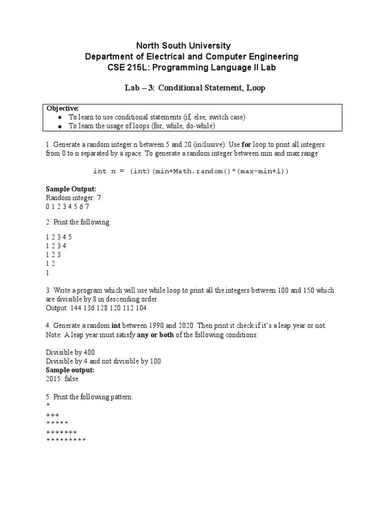North South University Department of Electrical and Computer Engineering CSE 215L: Programming ...