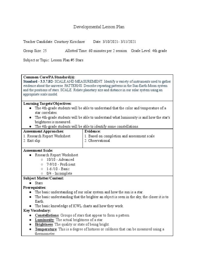 Lesson Plan 5 Stars | PDF | Apparent Magnitude | Stars