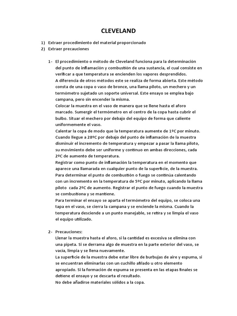 CLEVELAND | PDF | Tecnología energética | Química