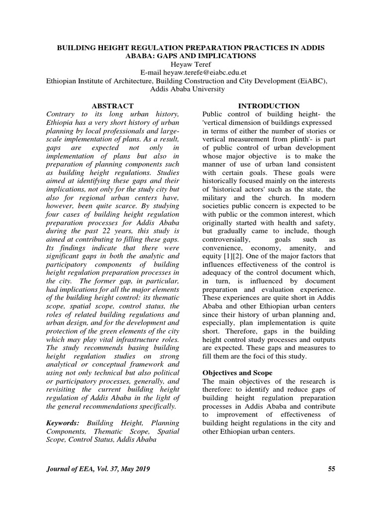 Addis Ababa Building Height Regulations | PDF | Green Infrastructure ...