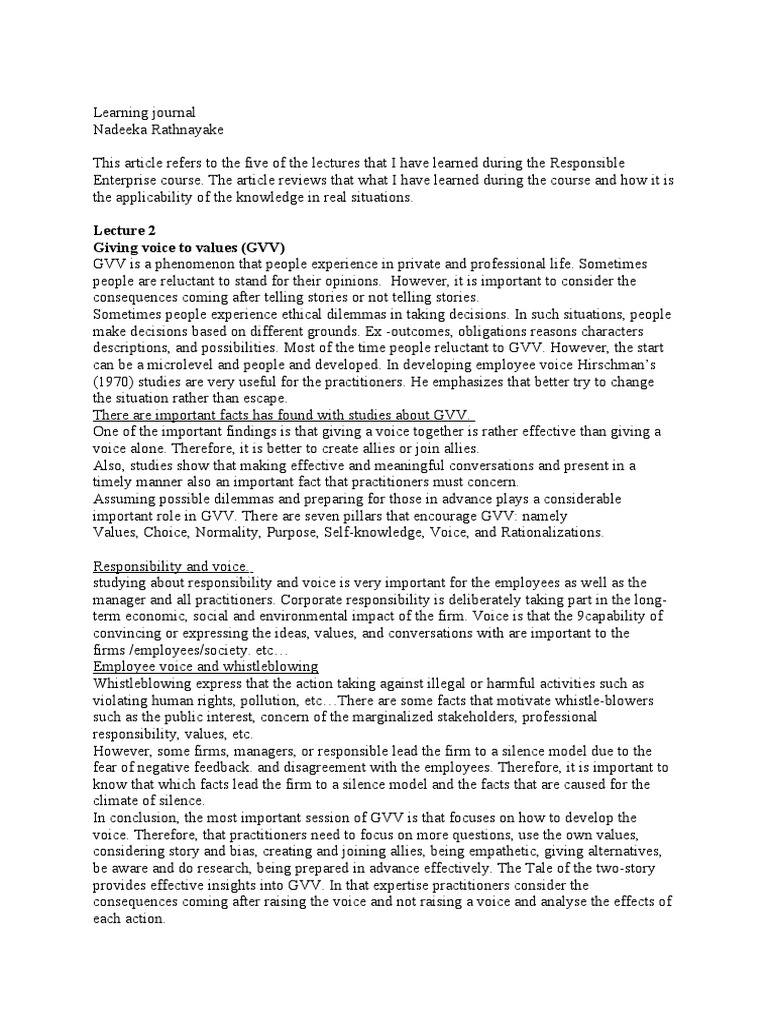 Giving Voice To Values (GVV) | PDF | Workplace Bullying | Bullying