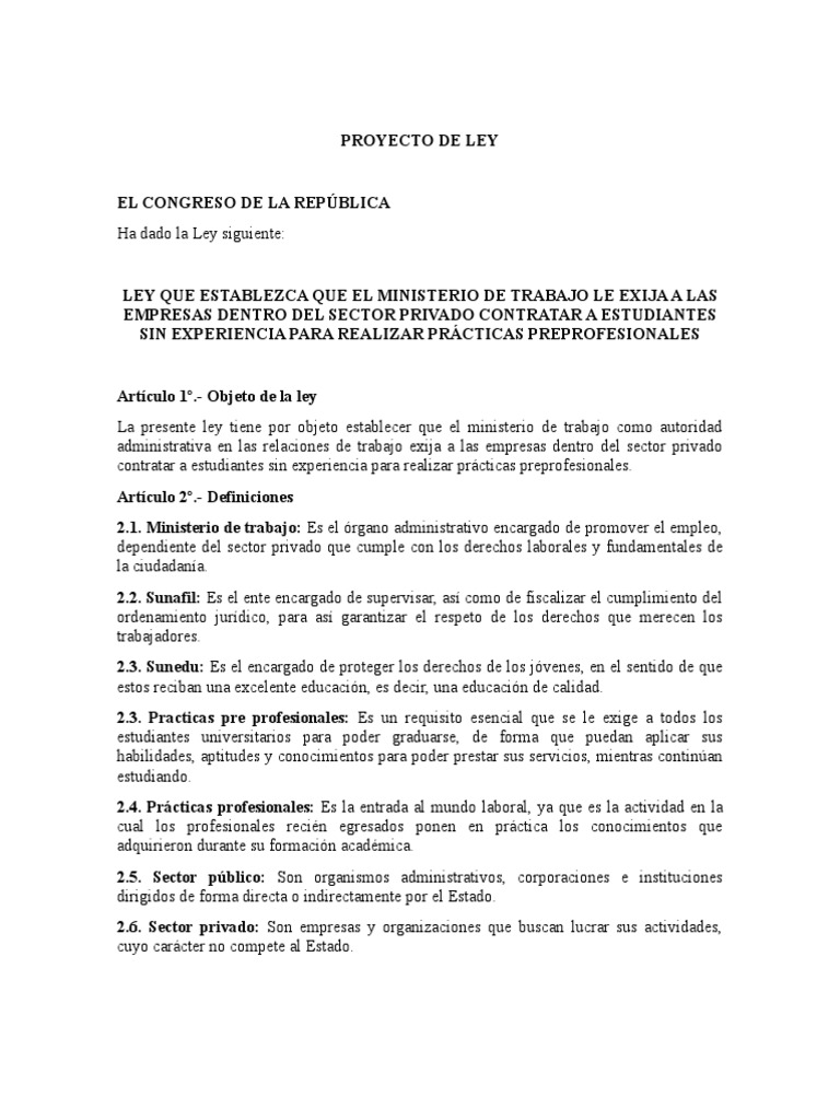 Modelo De Proyecto De Ley Pdf Licenciatura Titulo Academico 4108