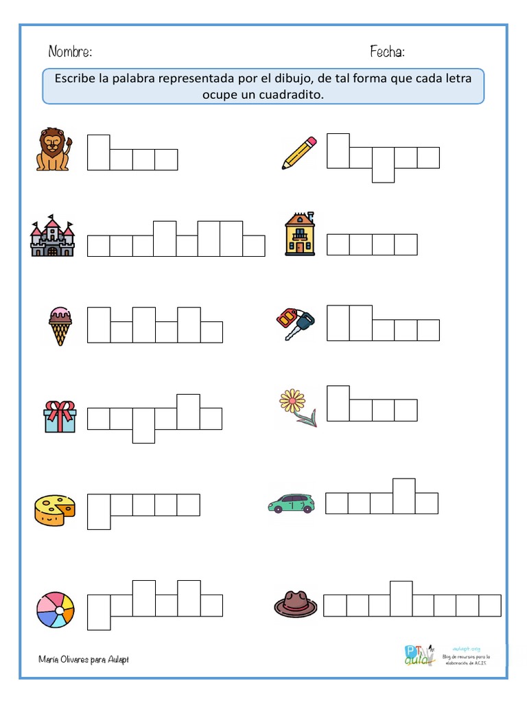 Escribe la palabra del dibujo | PDF