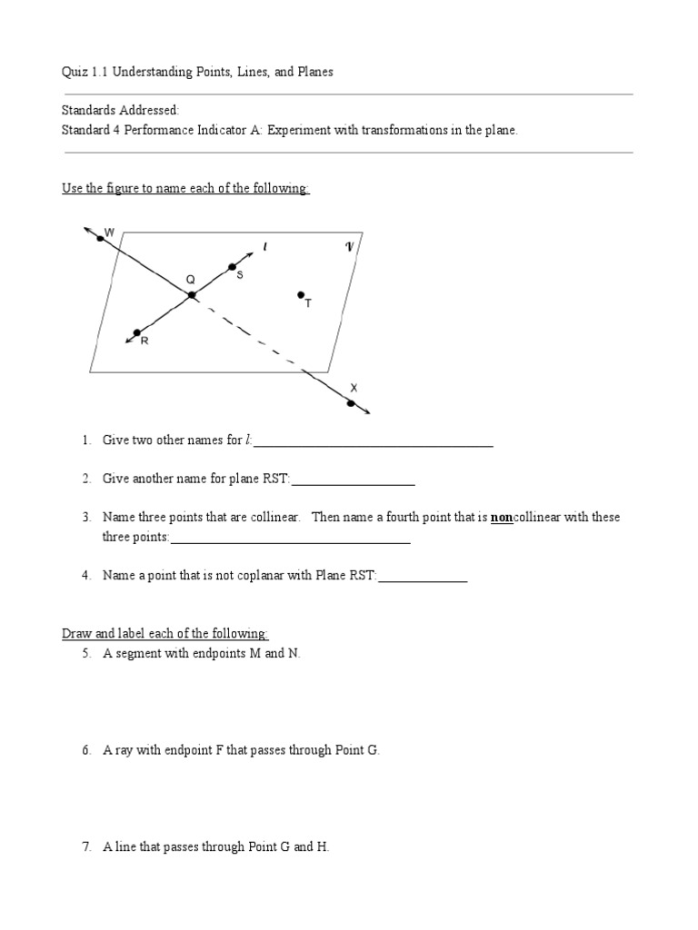 Geometry Quiz: Points, Lines, Planes | PDF | Computers