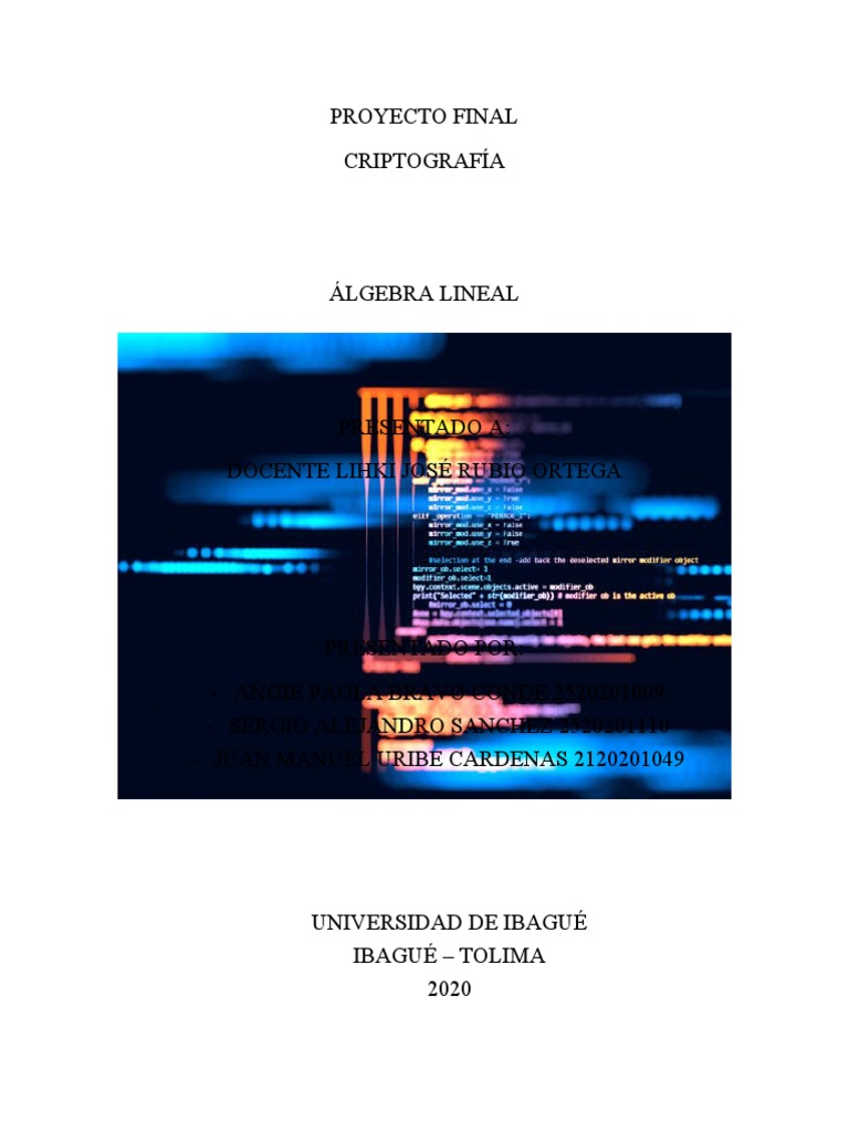 Proyecto Final Avance | PDF | Criptografía | Matriz (Matemáticas)