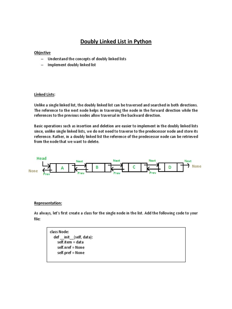Doubly Linked List in Python: Objective | PDF | Software Development | Data