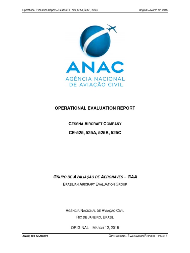Operational Evaluation Report: G A A - GAA | PDF | Aircraft Flight ...