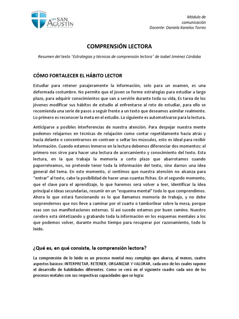 Texto Complementario Comprensión Lectora | PDF | Diccionario | Comprensión lectora