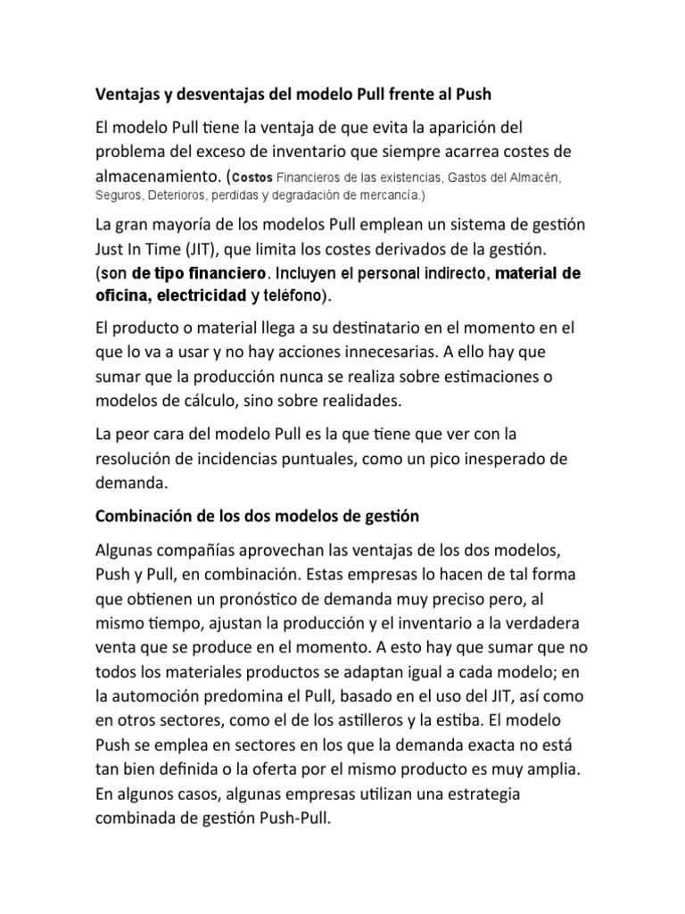 Ventajas y desventajas del modelo Pull | PDF