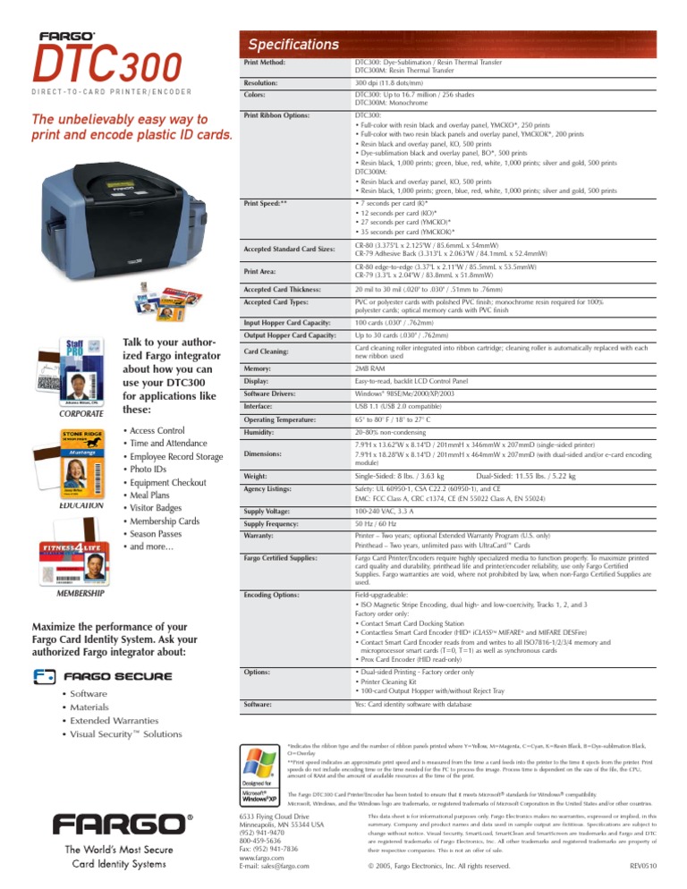 DTC300 Impresoras Fargo HID Mexico Especificaciones | PDF | Digital ...