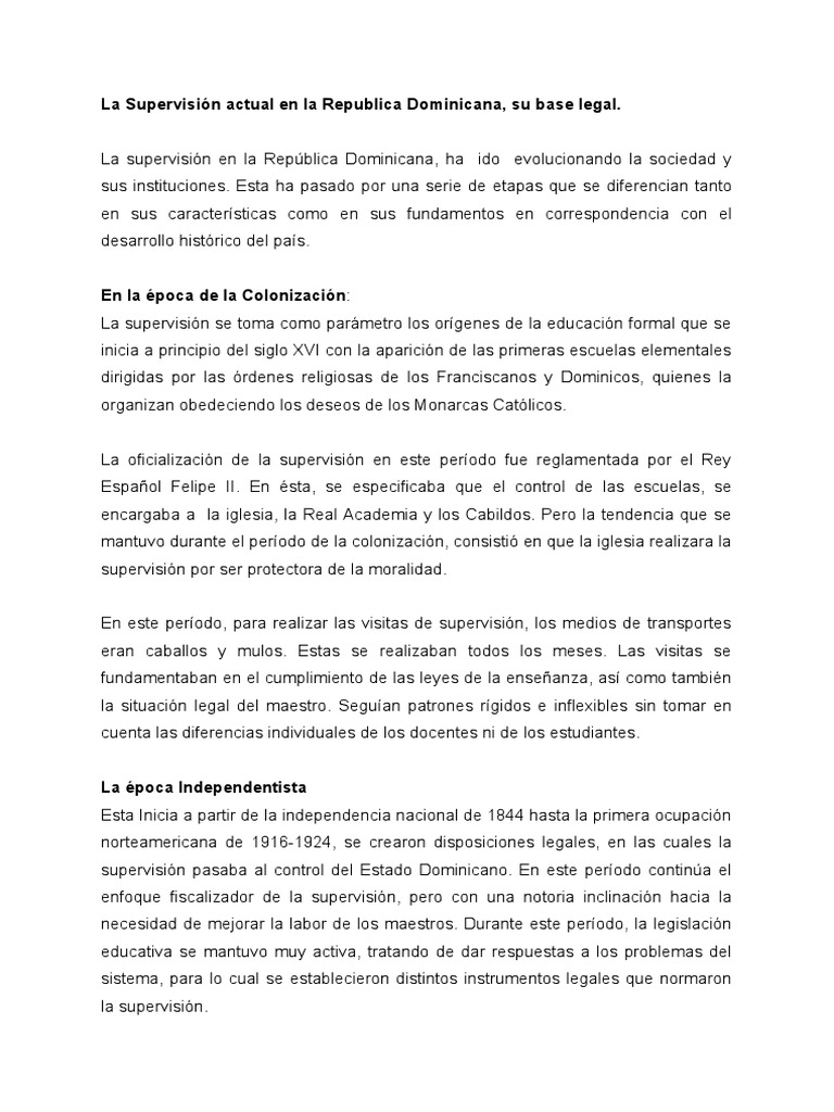 La Supervisión Actual en La Republica Dominicana | PDF | República ...