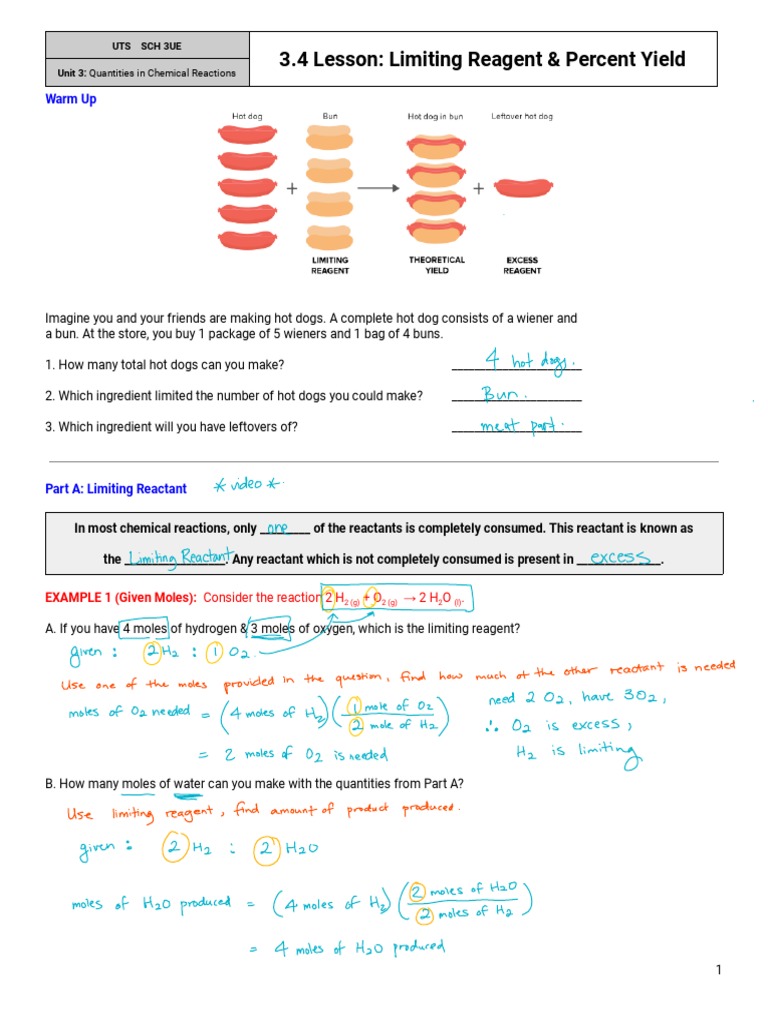 Limiting Reagents & Percent Yield Guide | PDF | Sodium Hydroxide ...