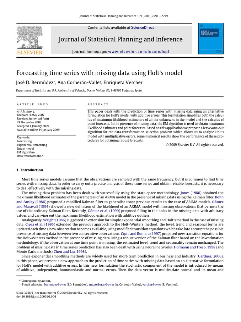 Forecasting Time Series With Missing Data Using Holt's Model | PDF ...