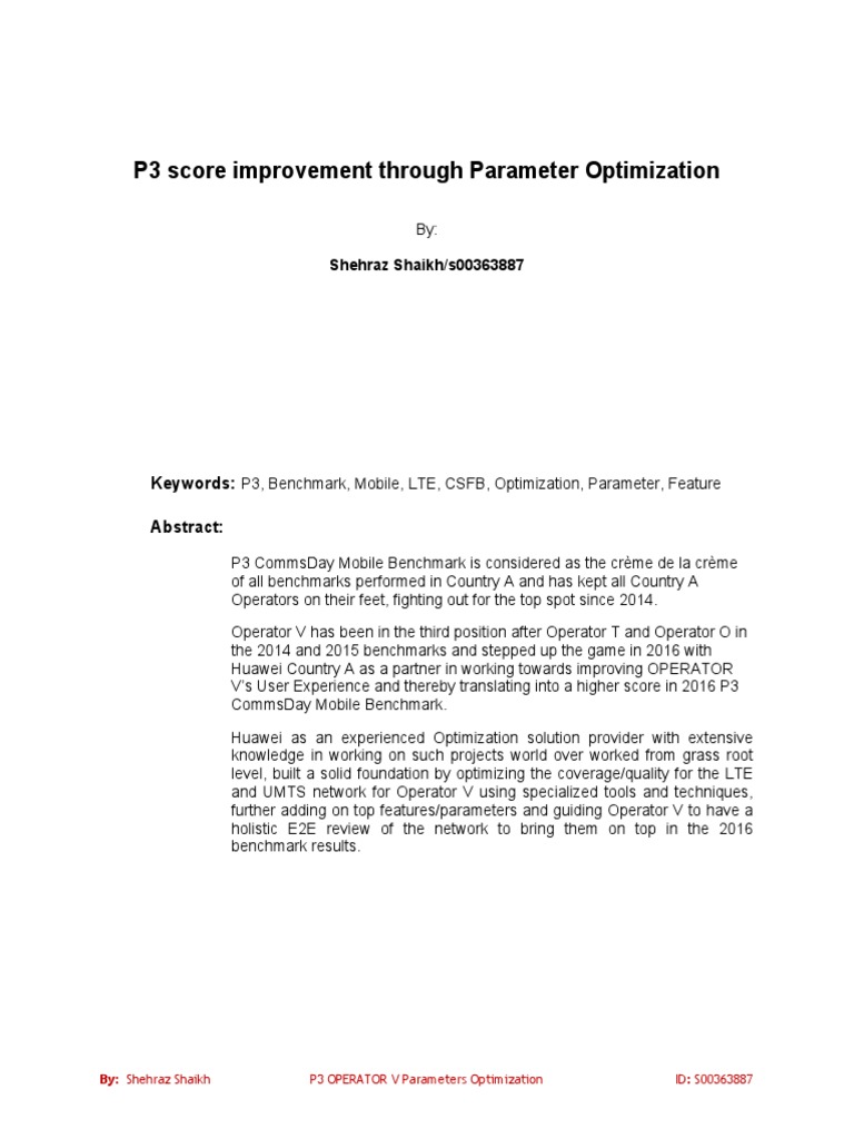 P3 Score Improvement Through Parameter Optimization | PDF | Lte ...