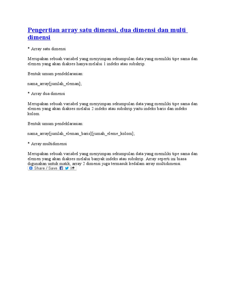 Pengertian Array Satu Dimensi | PDF