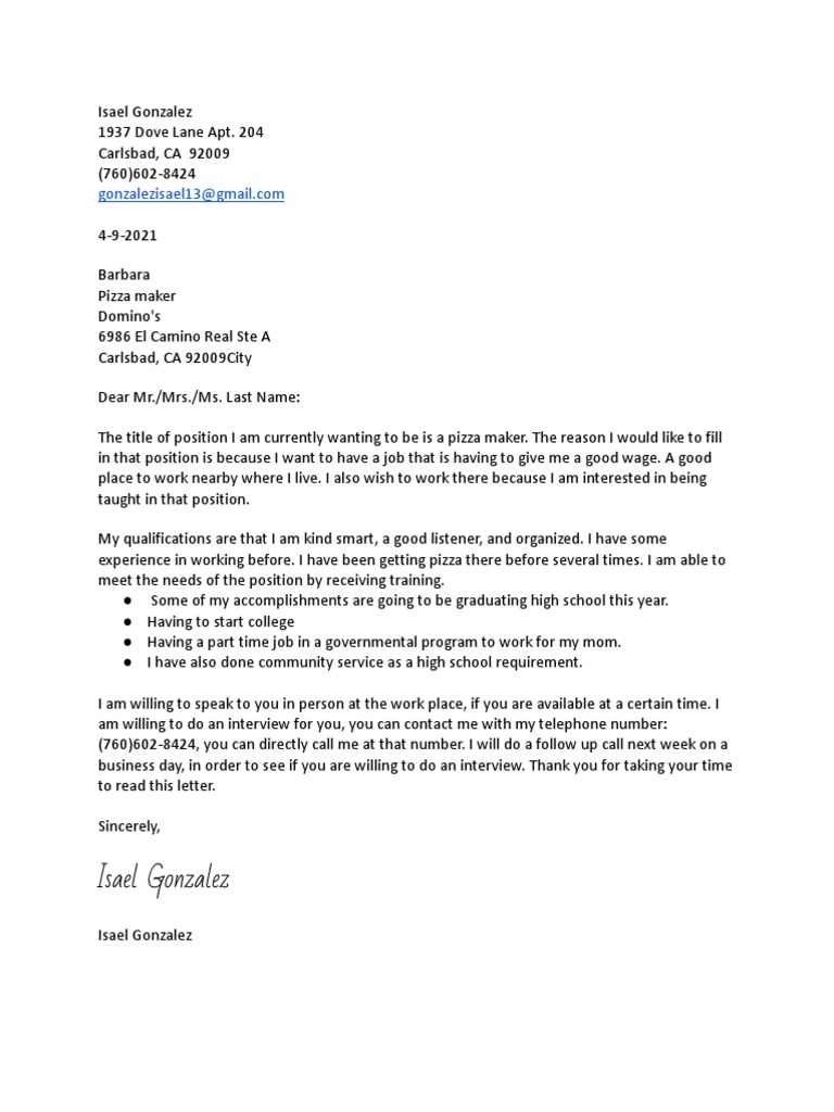 Lesson 8 - Cover Letter Template | PDF