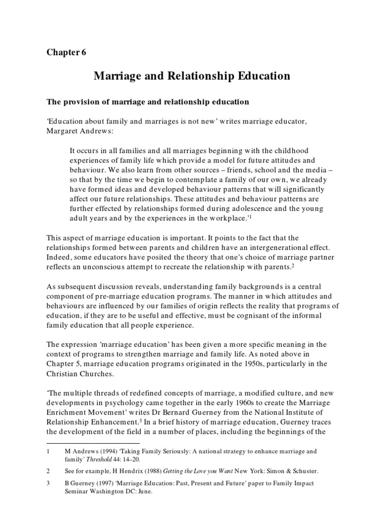 Marriage and Relationship Education | PDF | Cohabitation | Psychotherapy