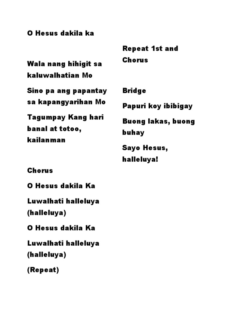 O Hesus Dakila Ka | PDF