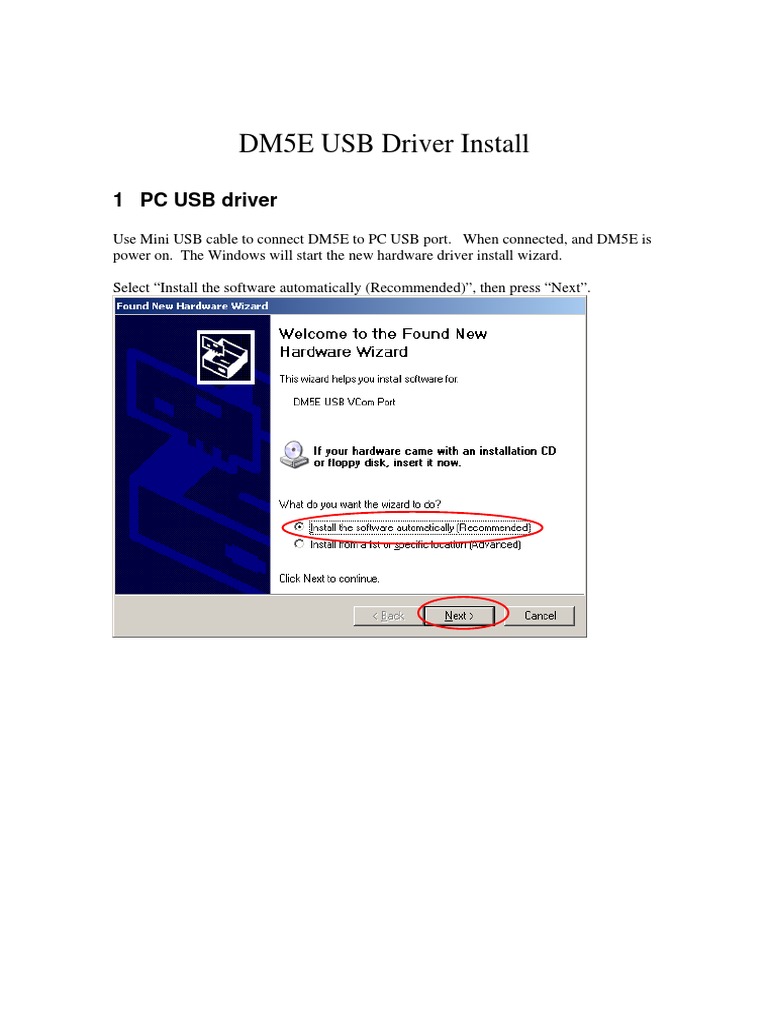 DM5E USB Driver Install | PDF | Computers