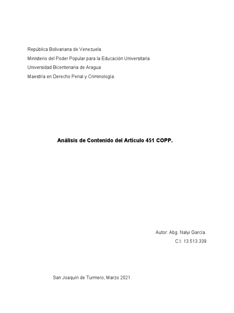 Análisis del Artículo 451 COPP en Casación | PDF | Sentencia (ley) | Derecho penal
