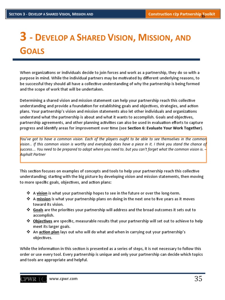 Developing a Shared Vision, Mission and Goals: A Toolkit for ...