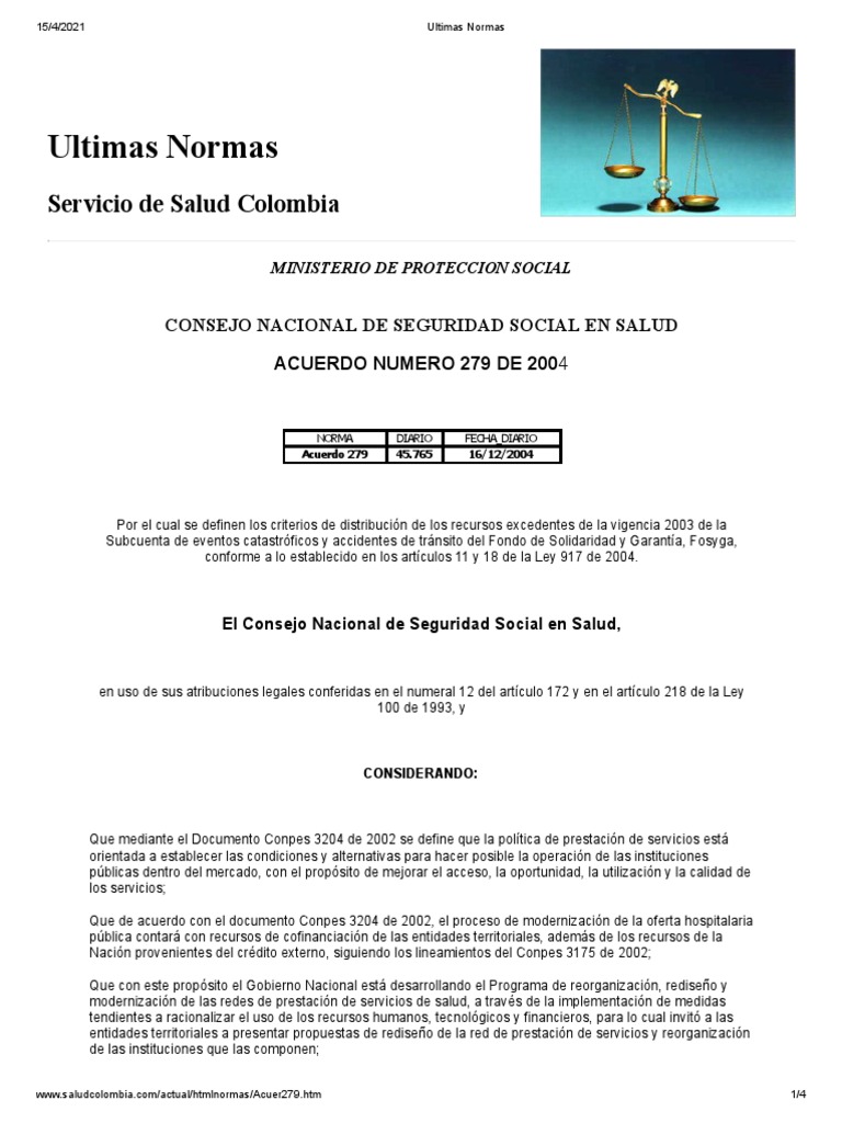 Acuerdo Numero 279 de 2004 | PDF | Bienestar | Presupuesto