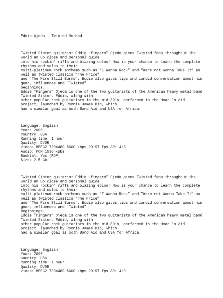 Eddie Ojeda Twisted Method Guide | PDF | Rock Music | Entertainment ...