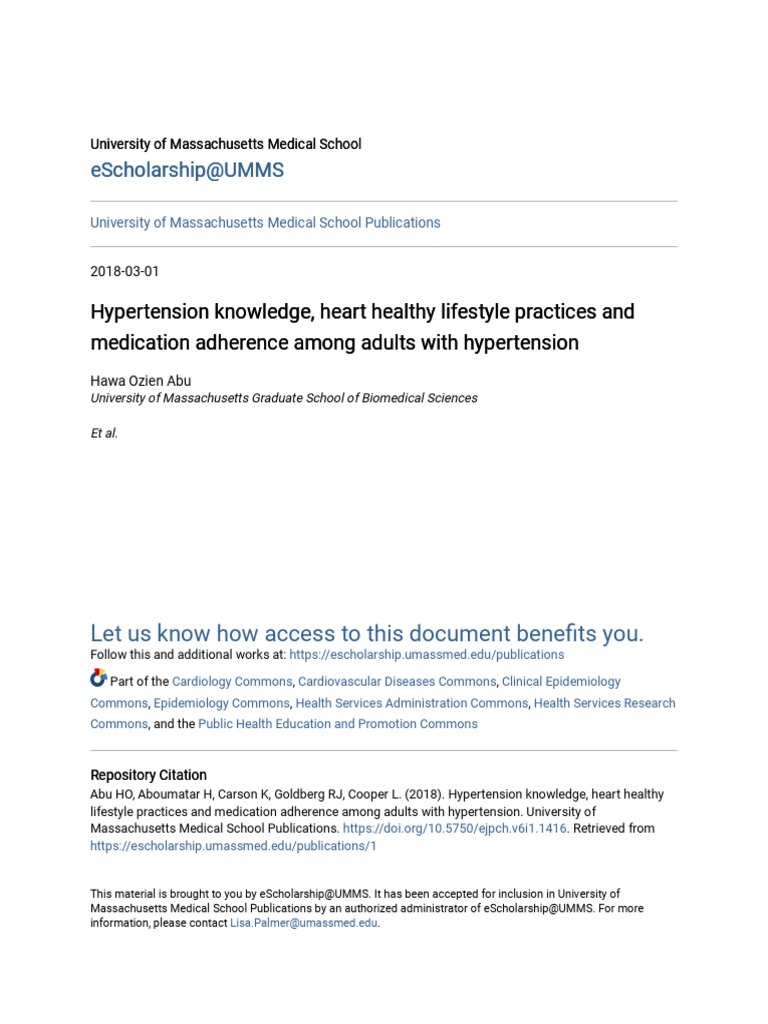 Hypertension Knowledge and Lifestyle Impact | PDF | Hypertension ...