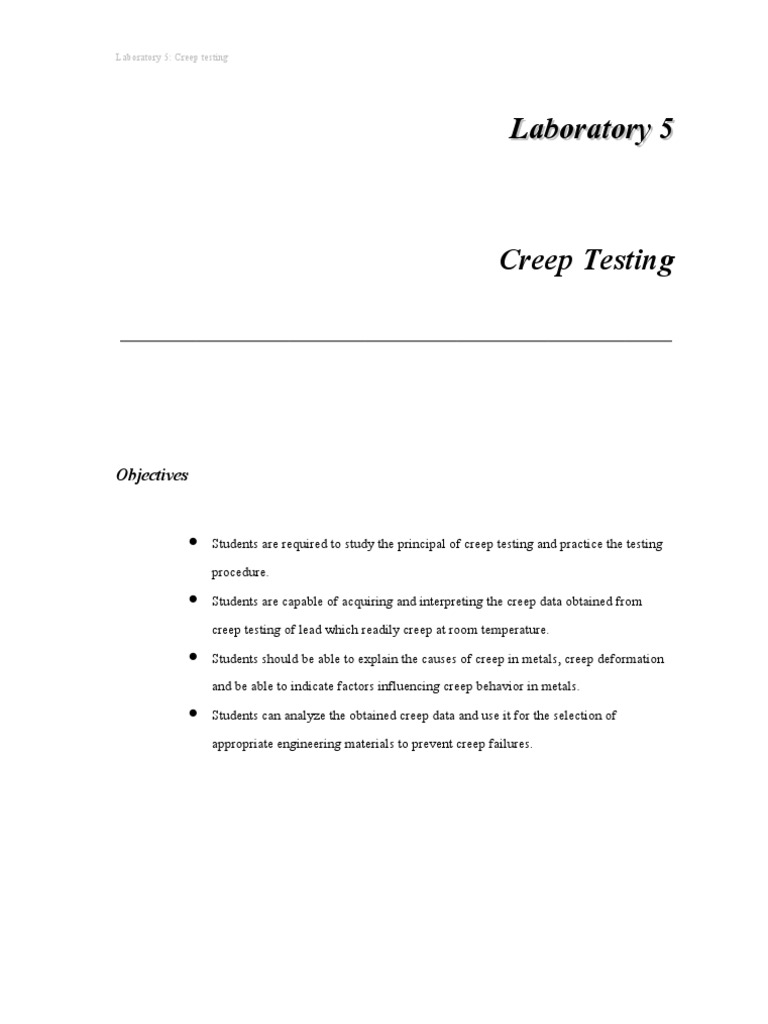 Lab Creep Testing | PDF