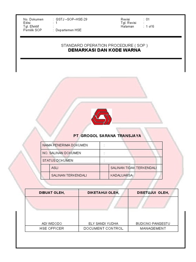 DEMARKASI DAN KODE WARNA UNTUK KESELAMATAN KERJA | PDF