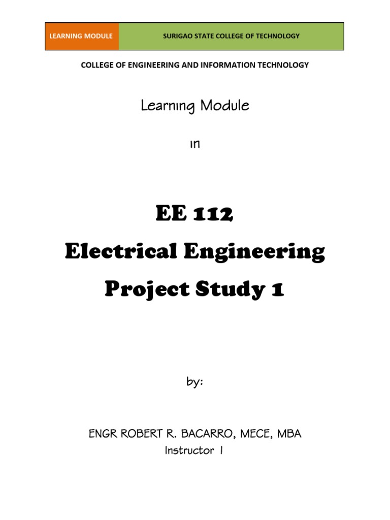 EE 112 Electrical Engineering Project Study 1: Learning Module in | PDF ...