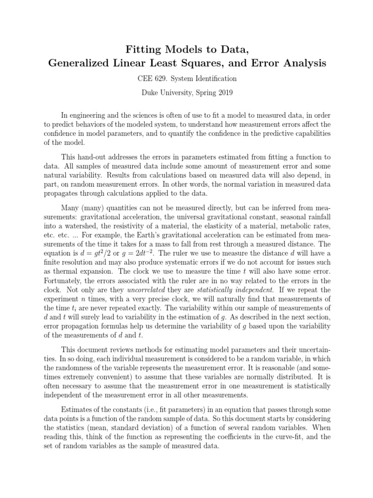 Linear Least Squares | PDF | Errors And Residuals | Variance