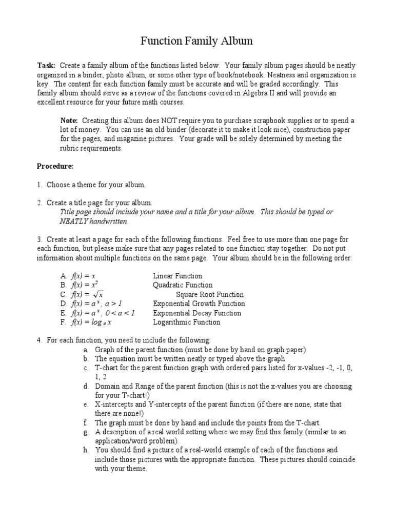 Function Family Album | PDF | Linearity | Function (Mathematics)