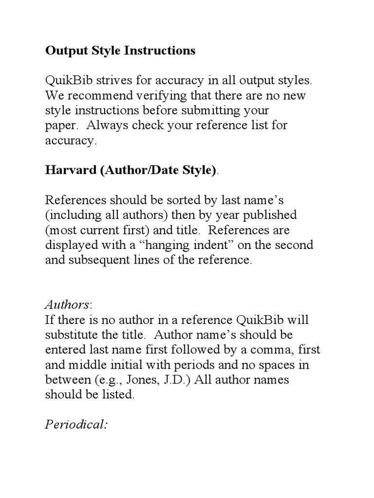 Output Style Instructions of Harvard | PDF | Social Science | Language ...