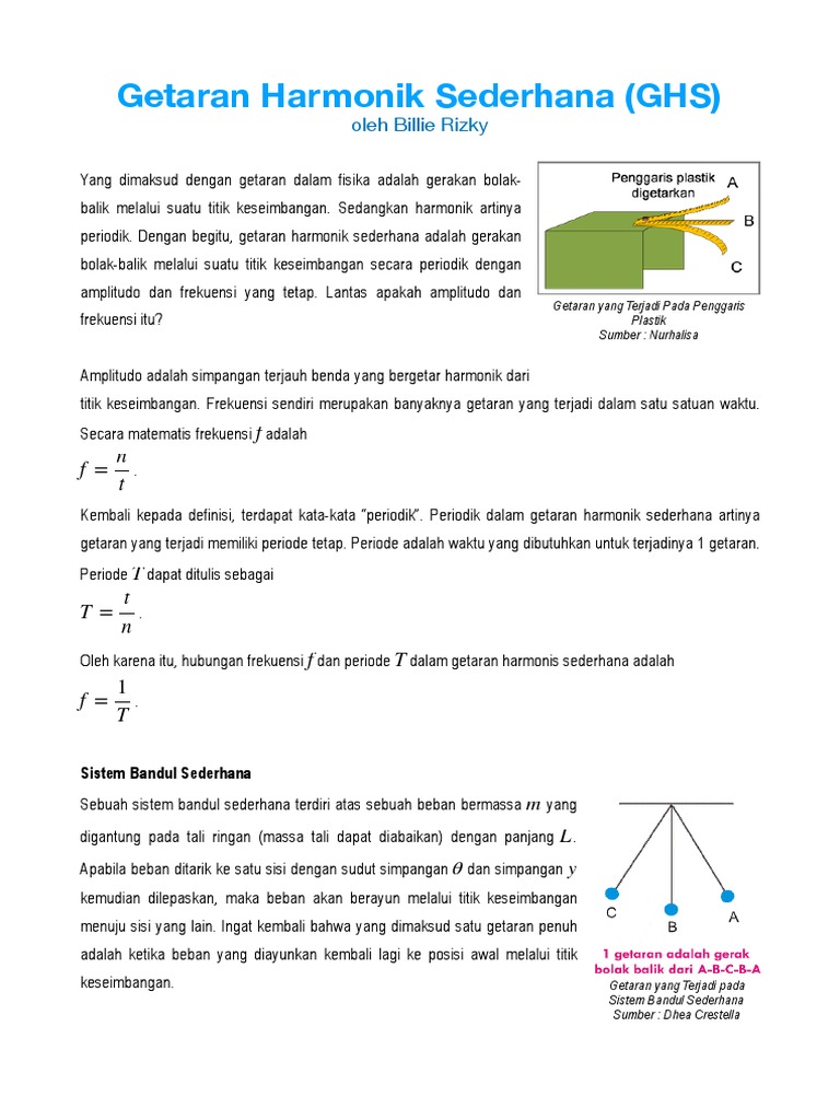 Getaran Harmonik Sederhana GHS | PDF
