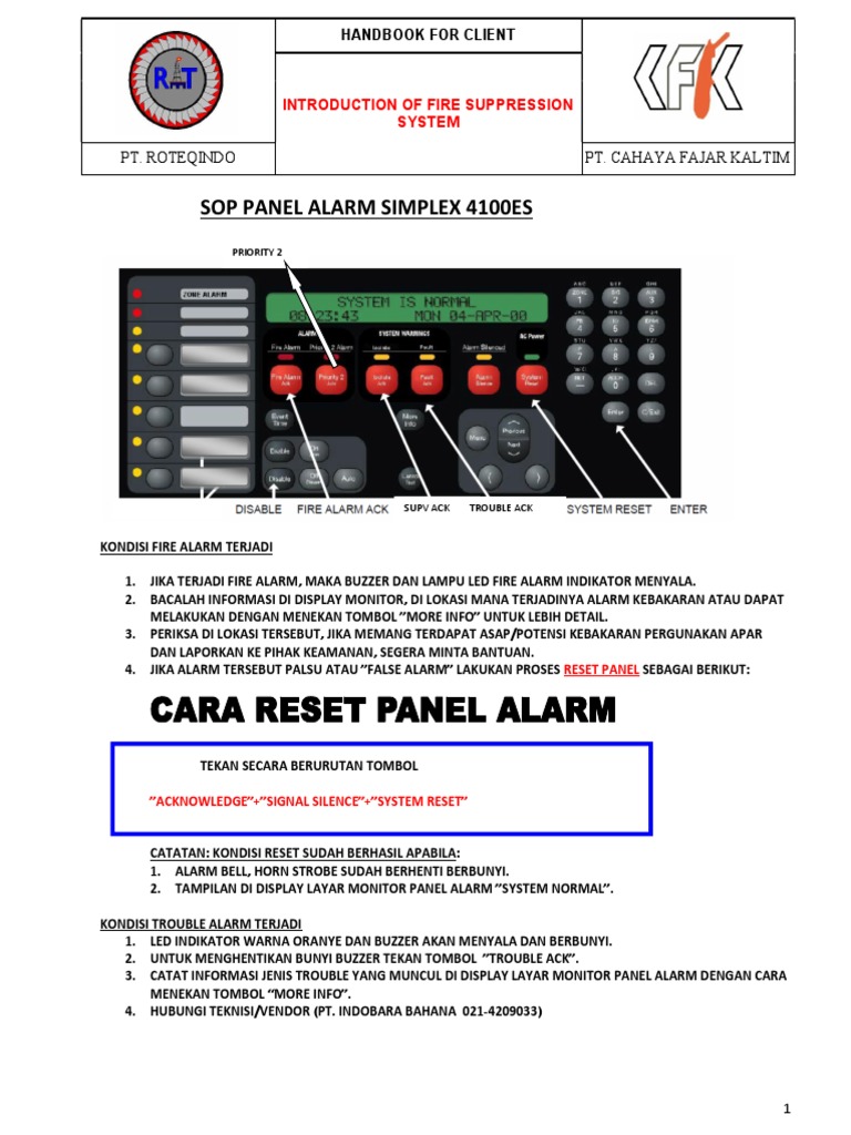 Sop Panel Alarm Simplex 4100es | PDF