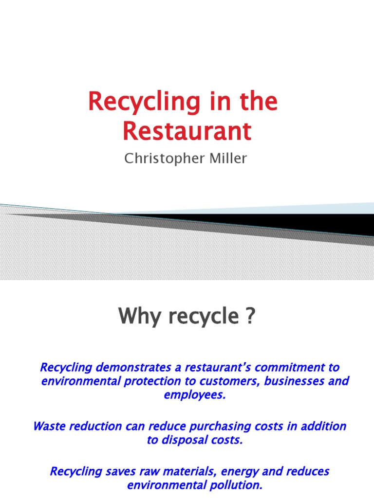 Recycling in The Restaurant: Christopher Miller | PDF | Recycling ...