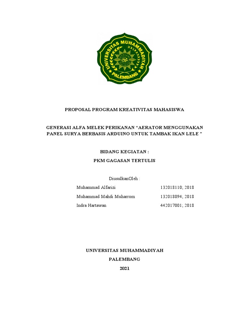 PROPOSAL PROGRAM KREATIVITAS MAHASISWA (Muhammad Alfarizi) (M. Mahdi ...