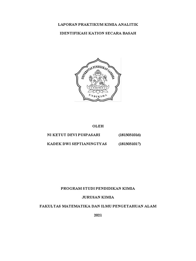 Kelompok 6 - Laporan Identifikasi Kation Secara Basah | PDF | Sains ...